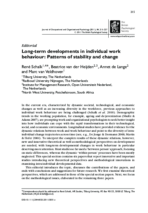 (PDF) Long-term developments in individual work behaviour: Patterns of ...