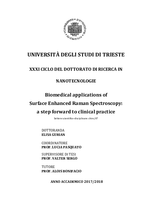 Pdf Biomedical Applications Of Surface Enhanced Raman Spectroscopy A Step Forward To