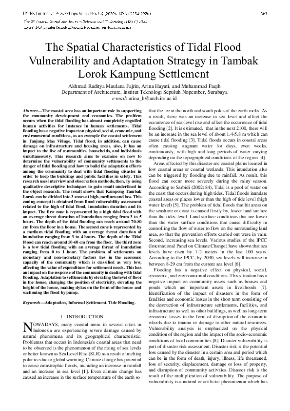 (PDF) The Spatial Characteristics of Tidal Flood Vulnerability and Adaptation Strategy in Tambak ...