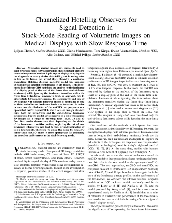 (PDF) Channelized Hotelling observers for signal detection in stack ...