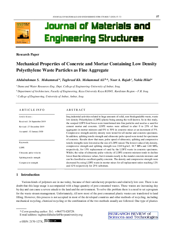 (PDF) Mechanical Properties of Concrete and Mortar Containing Low ...
