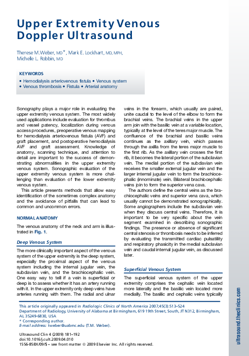 (PDF) Upper Extremity Venous Doppler Ultrasound