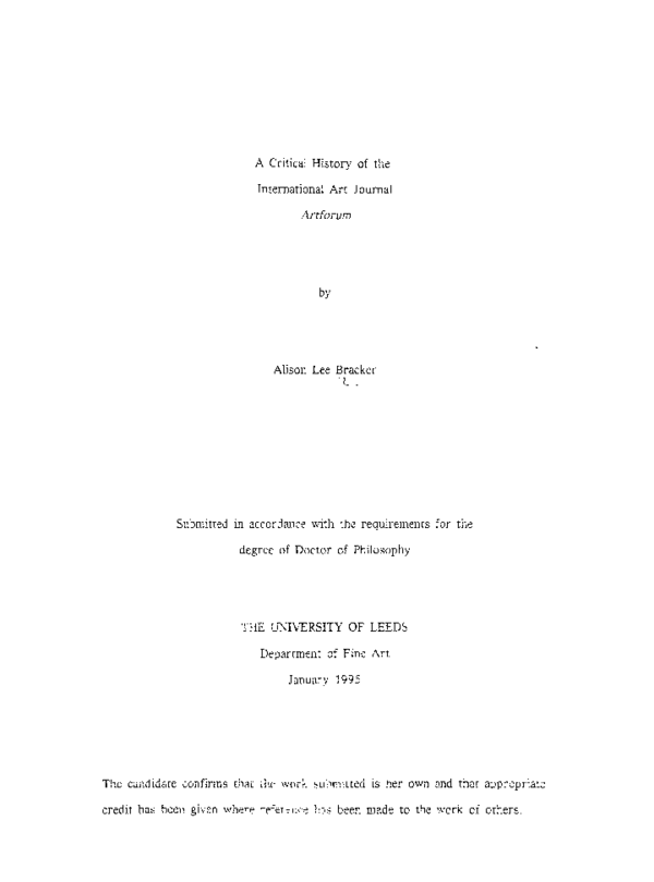 (PDF) A critical history of the international art journal Artforum