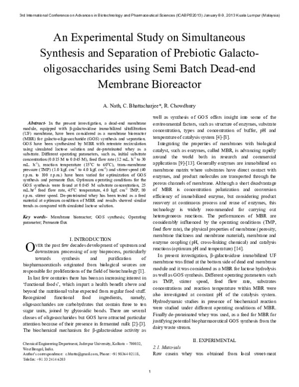 (PDF) An Experimental Study on Simultaneous Synthesis and Separation of ...