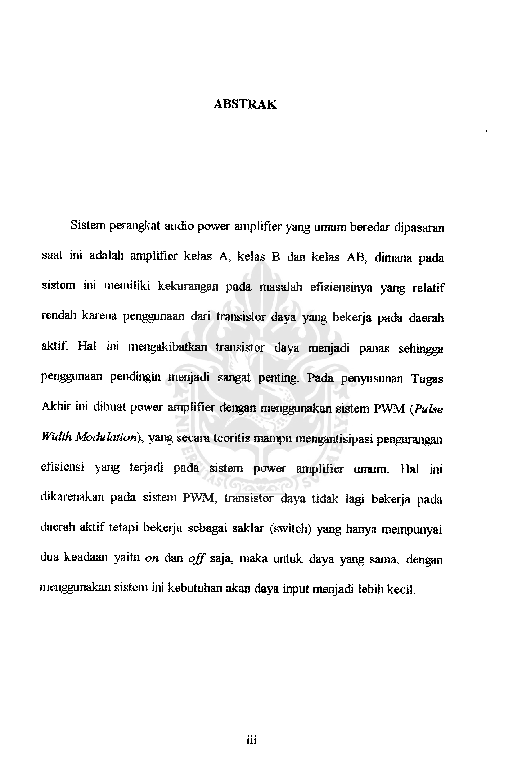 (PDF) Perencanaan Dan pembuatan PWM Audio Power Dengan Peredam Harmonisa
