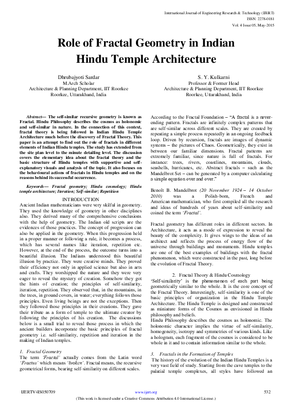 (PDF) Role of Fractal Geometry in Indian Hindu Temple Architecture