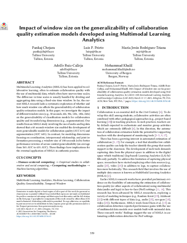 (PDF) Impact of window size on the generalizability of collaboration quality estimation models ...