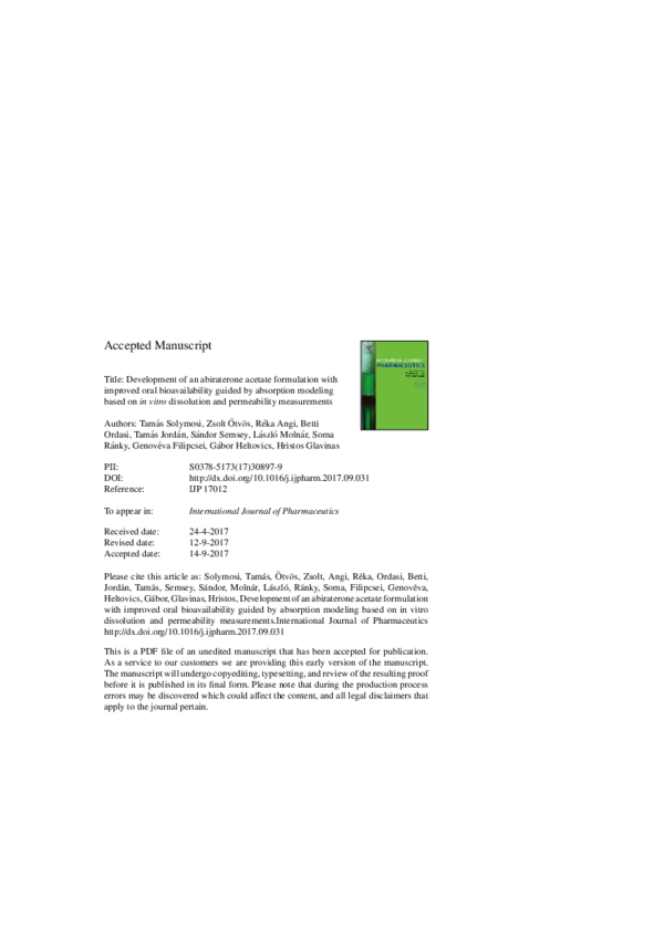 Pdf Development Of An Abiraterone Acetate Formulation With Improved Oral Bioavailability