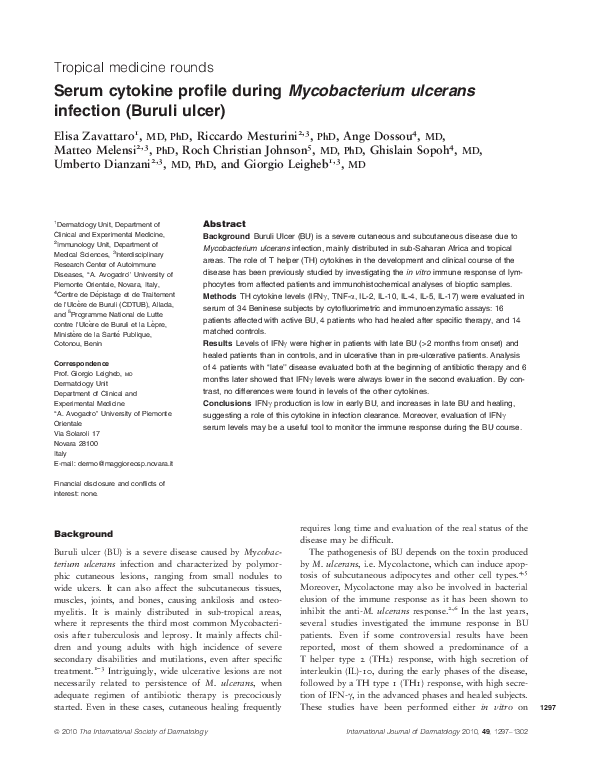 (PDF) Serum cytokine profile during Mycobacterium ulcerans infection (Buruli ulcer)