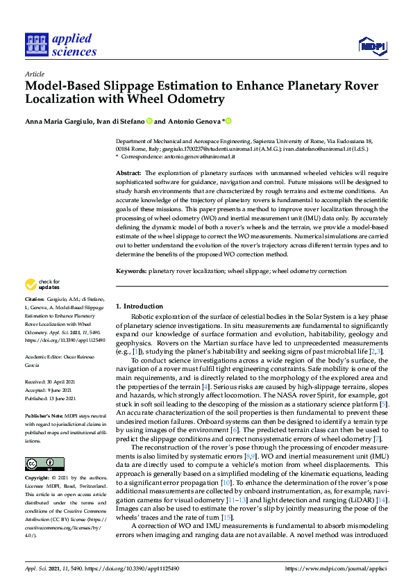 (PDF) Model-Based Slippage Estimation to Enhance Planetary Rover ...