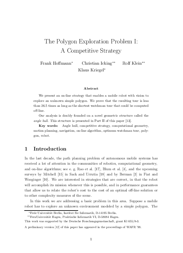(PDF) The Polygon Exploration Problem I: A Competitive Strategy