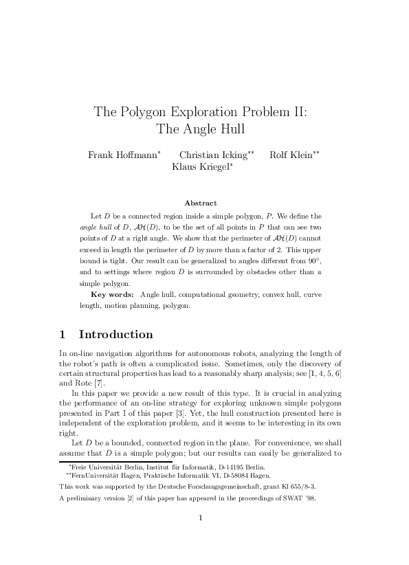 (PDF) The Polygon Exploration Problem II: The Angle Hull