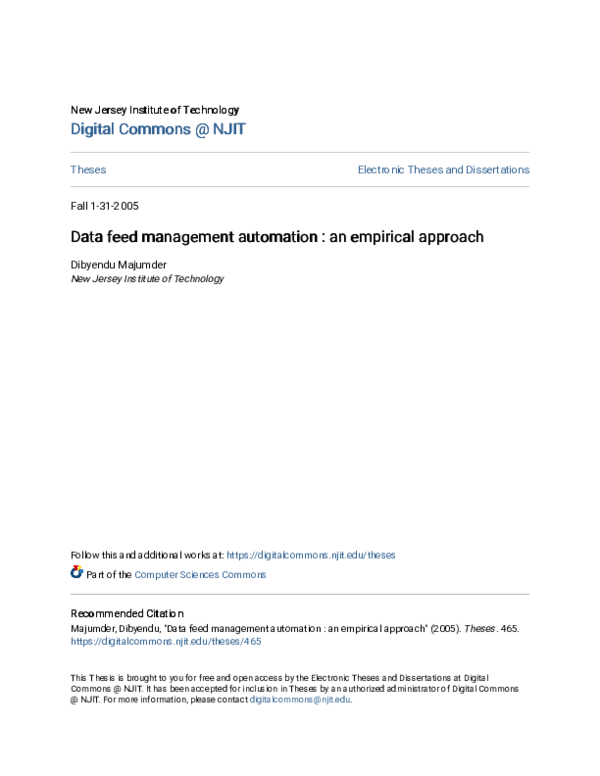 (PDF) Data feed management automation : an empirical approach