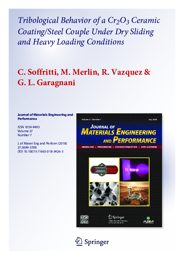 Pdf Tribological Behavior Of A Cr2o3 Ceramic Coating Steel Couple