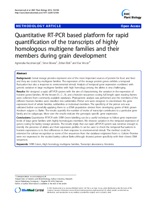 (PDF) Quantitative RT-PCR based platform for rapid quantification of ...