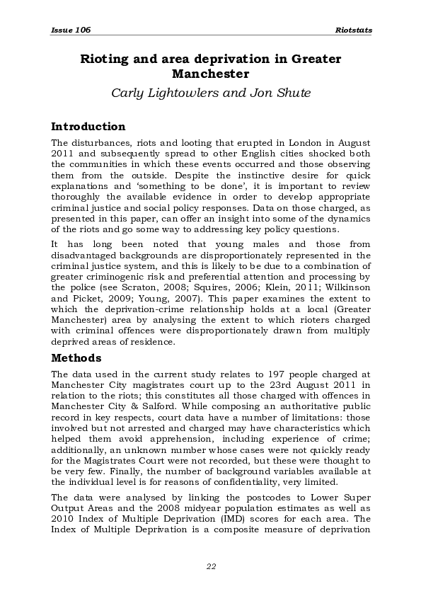 (PDF) Rioting and area deprivation in Greater Manchester