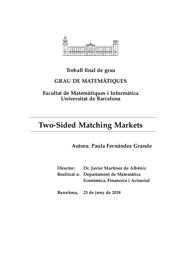 (PDF) Two-sided matching markets | Paula Adriana Grande - Academia.edu