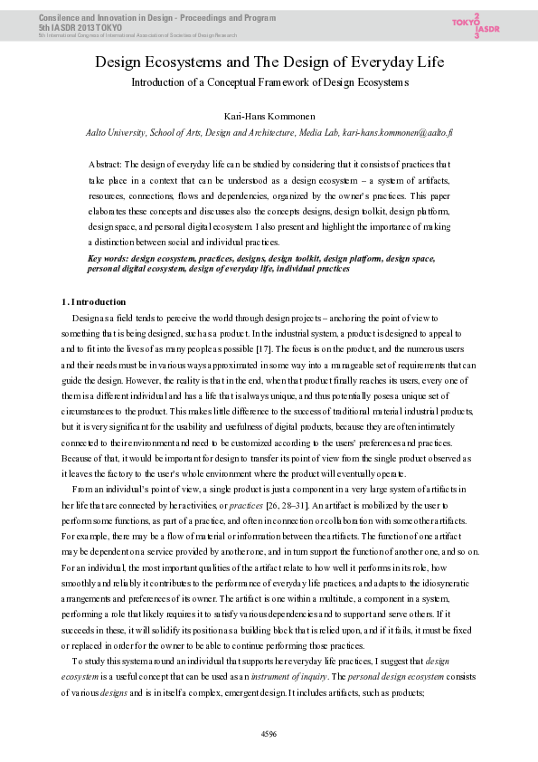 (PDF) Design Ecosystems and The Design of Everyday Life Introduction of ...