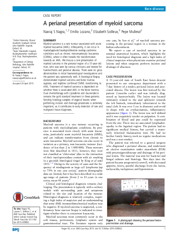 (PDF) A perianal presentation of myeloid sarcoma