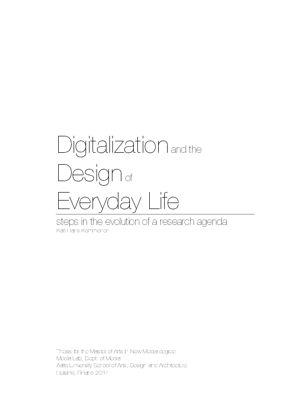 (PDF) Digitalization and the design of everyday life - steps in the ...