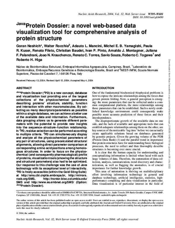 (PDF) JavaProtein Dossier: a novel web-based data visualization tool for comprehensive analysis ...
