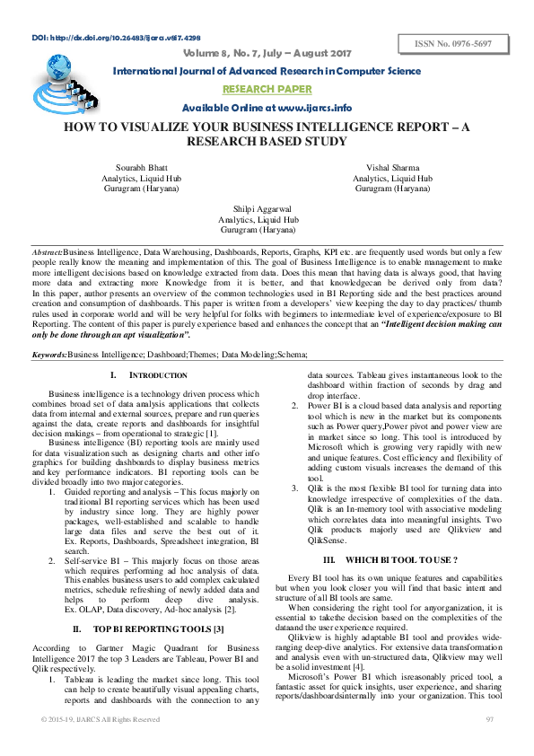 (PDF) How to Visualize Your Business Intelligence Report – a Research ...
