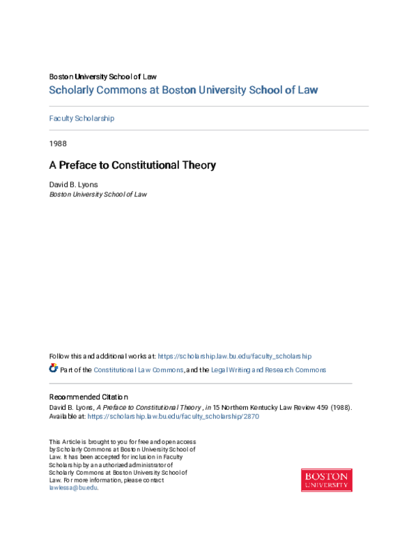 (PDF) A preface to constitutional theory