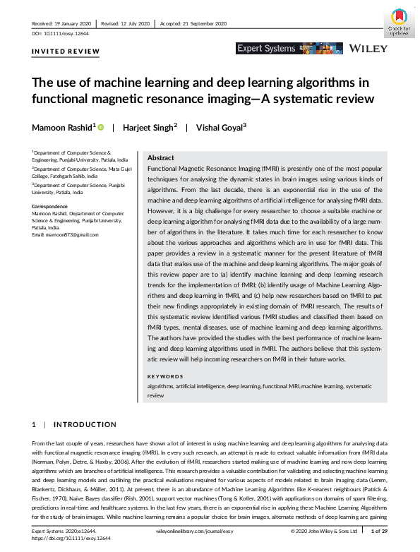 Pdf The Use Of Machine Learning And Deep Learning Algorithms In
