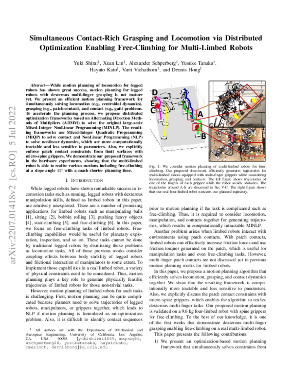 (PDF) Simultaneous Contact-Rich Grasping and Locomotion via Distributed ...
