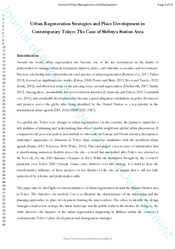 (PDF) Urban regeneration strategies and place development in ...