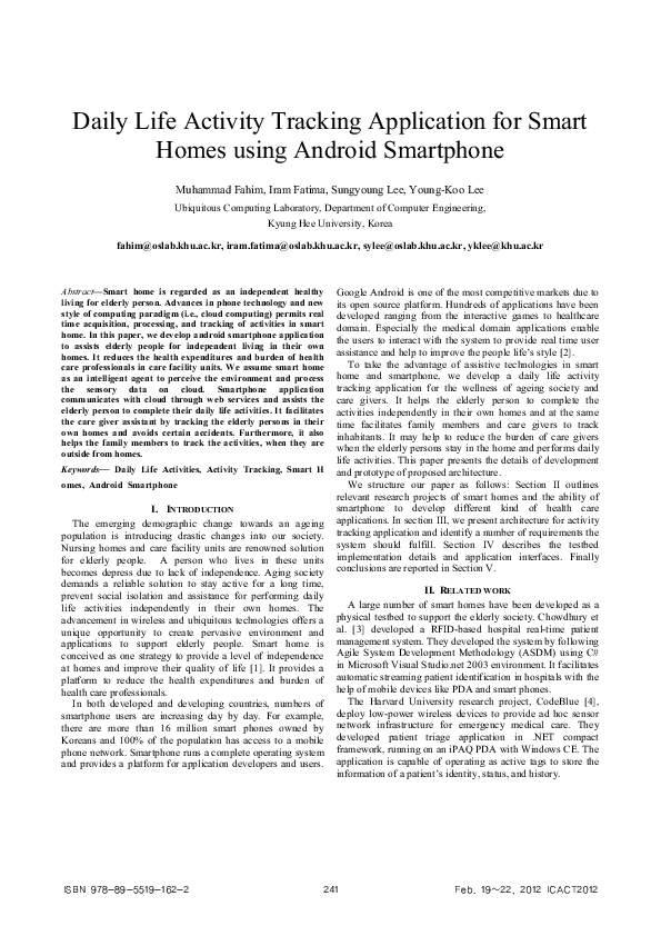 (PDF) Daily life activity tracking application for smart homes using android smartphone