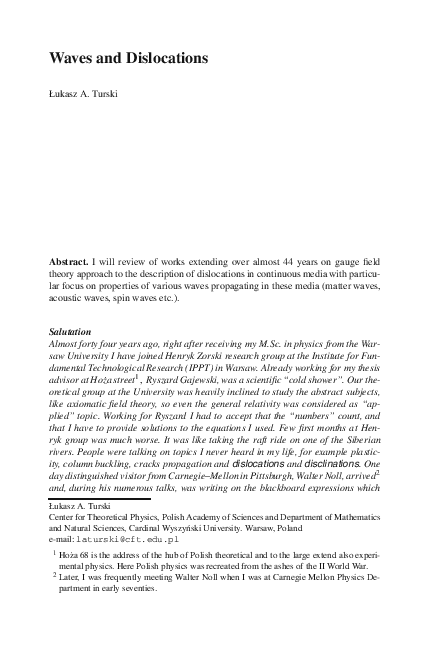 (PDF) Waves and Dislocations