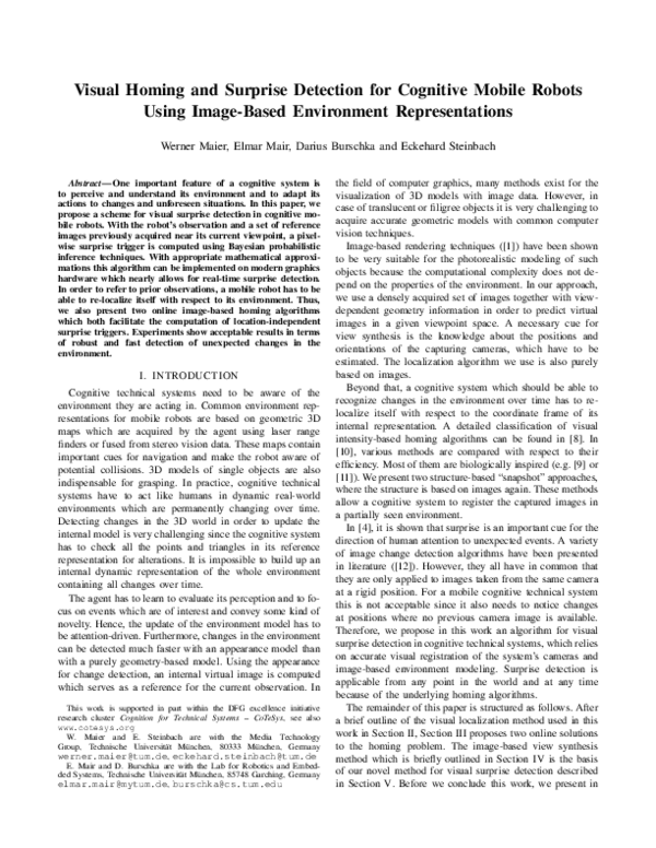 (PDF) Visual homing and surprise detection for cognitive mobile robots using image-based ...