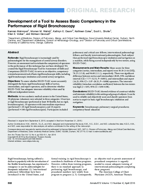 (PDF) Development of a Tool to Assess Basic Competency in the ...