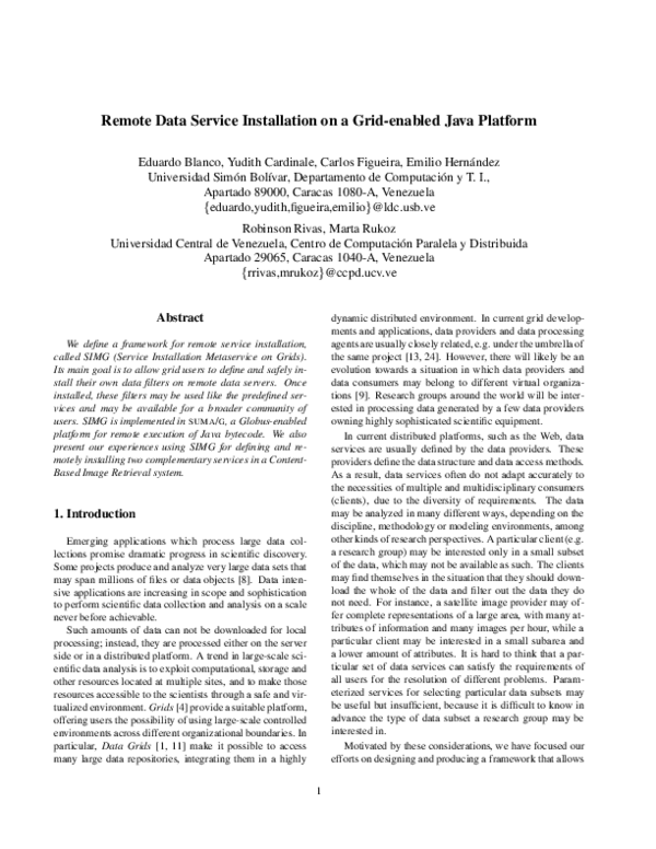 (PDF) Remote Data Service Installation on a Grid-enabled Java Platform