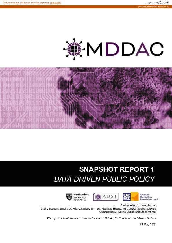 (PDF) OMDDAC Snapshot Report 1: Data-driven Public Policy