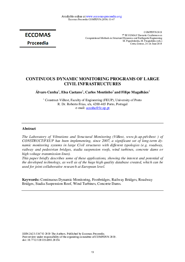 (PDF) Continuous Dynamic Monitoring Programs of Large Civil Infrastructures