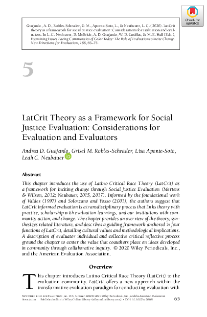 (PDF) LatCrit Theory as a Framework for Social Justice Evaluation ...