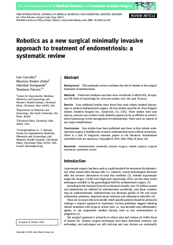 (PDF) Robotics as a new surgical minimally invasive approach to ...