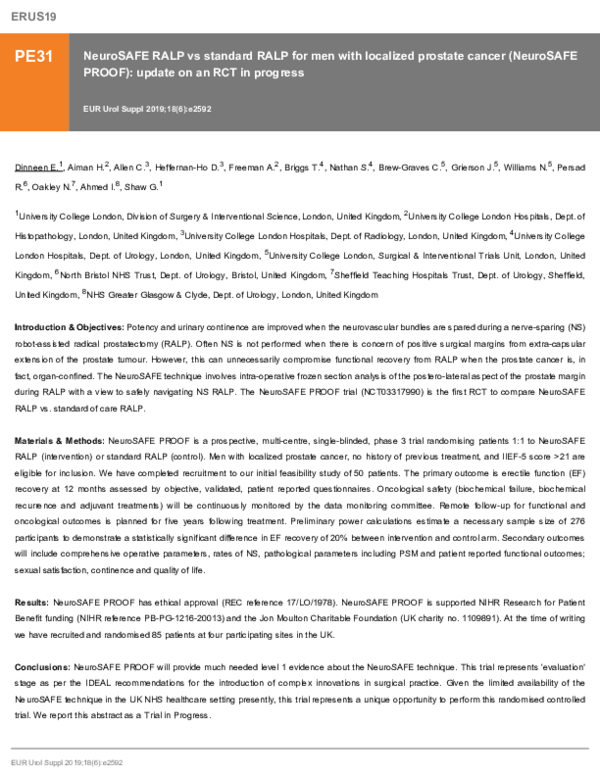 (PDF) NeuroSAFE RALP vs standard RALP for men with localized prostate ...