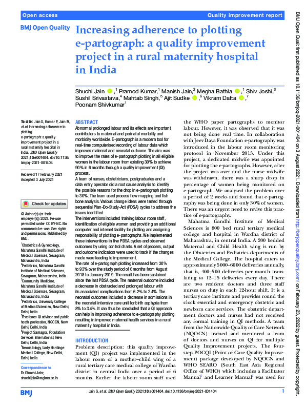 (PDF) Increasing adherence to plotting e-partograph: a quality ...