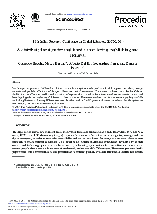 (PDF) A Distributed System for Multimedia Monitoring, Publishing and ...