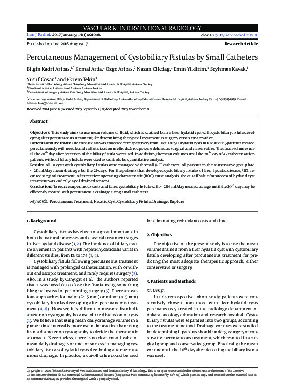 (PDF) Percutaneous Management of Cystobiliary Fistulas by Small Catheters