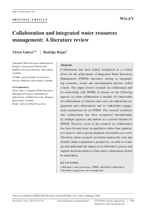 (PDF) Collaboration and integrated water resources management: A ...