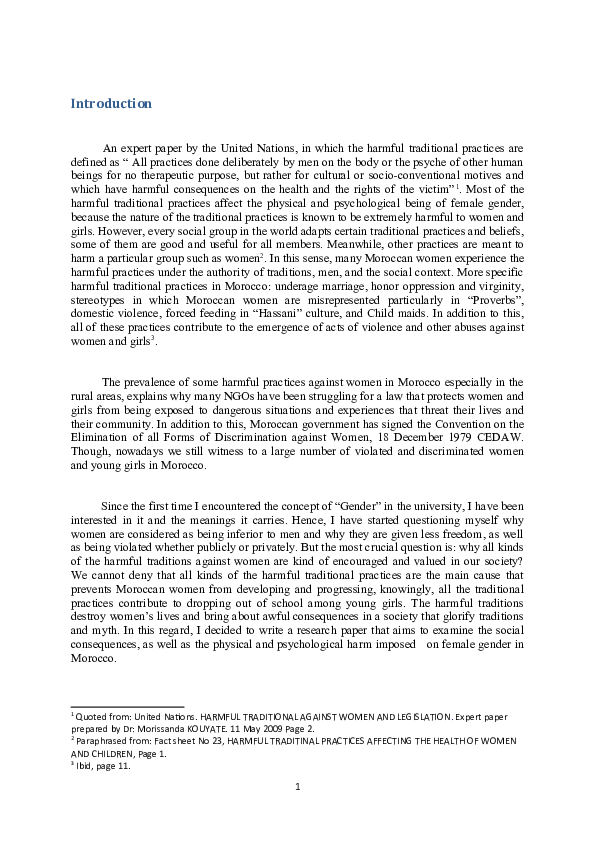(DOC) Harmful Traditional Practices On Moroccan Woman