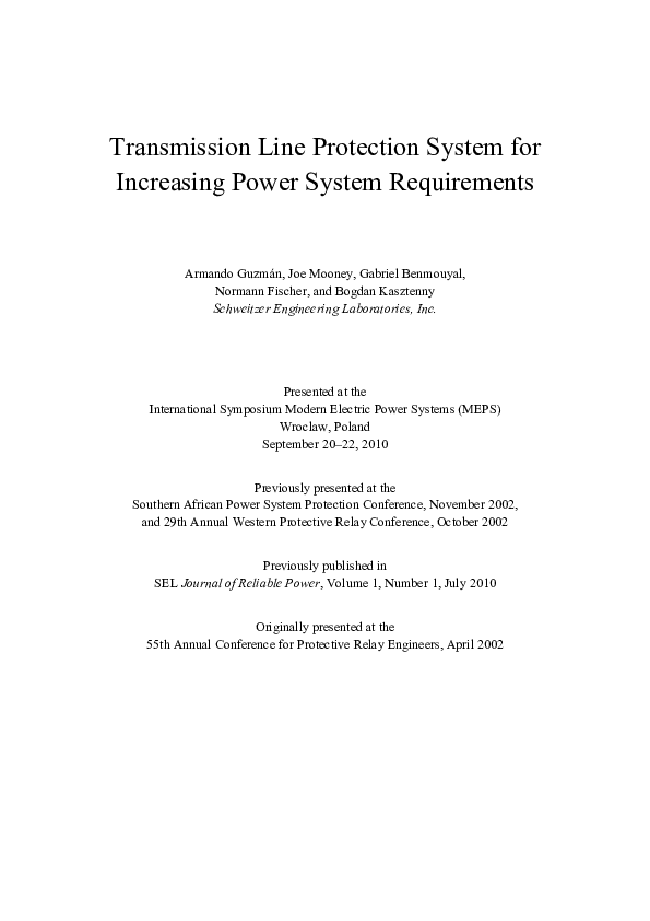 (PDF) Transmission line protection system for increasing power system ...