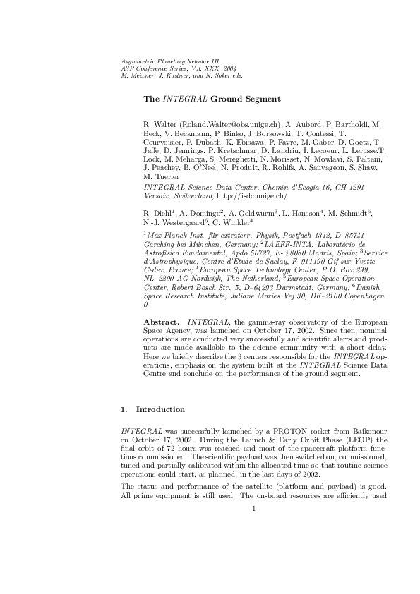 (PDF) The INTEGRAL Ground Segment