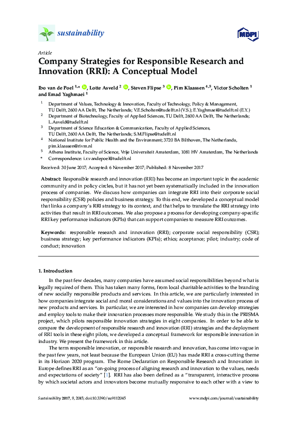 (PDF) Company Strategies for Responsible Research and Innovation (RRI ...