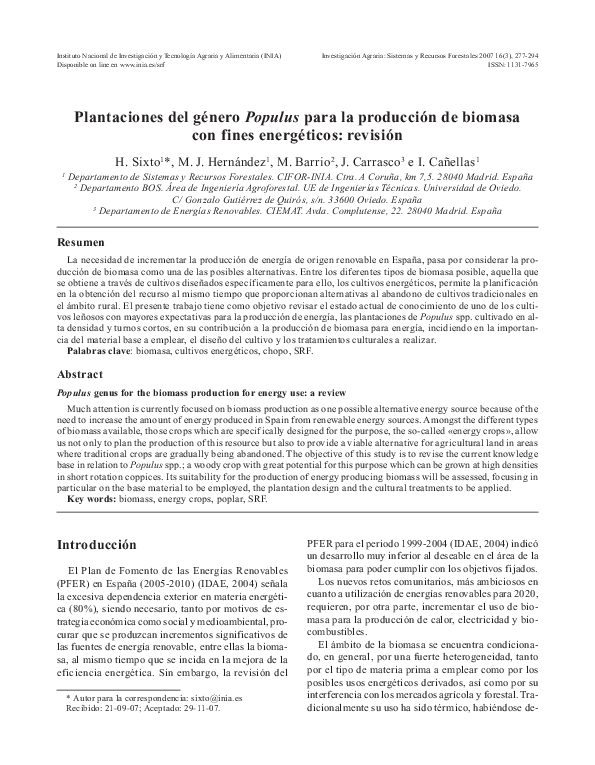 (PDF) Populus genus for the biomass production for energy use: a review