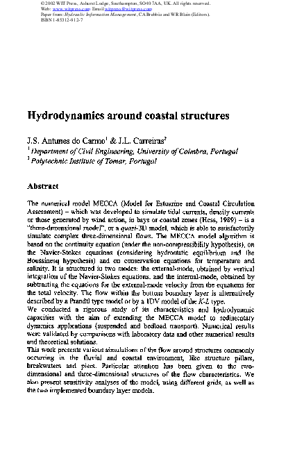 (PDF) Hydrodynamics around coastal structures